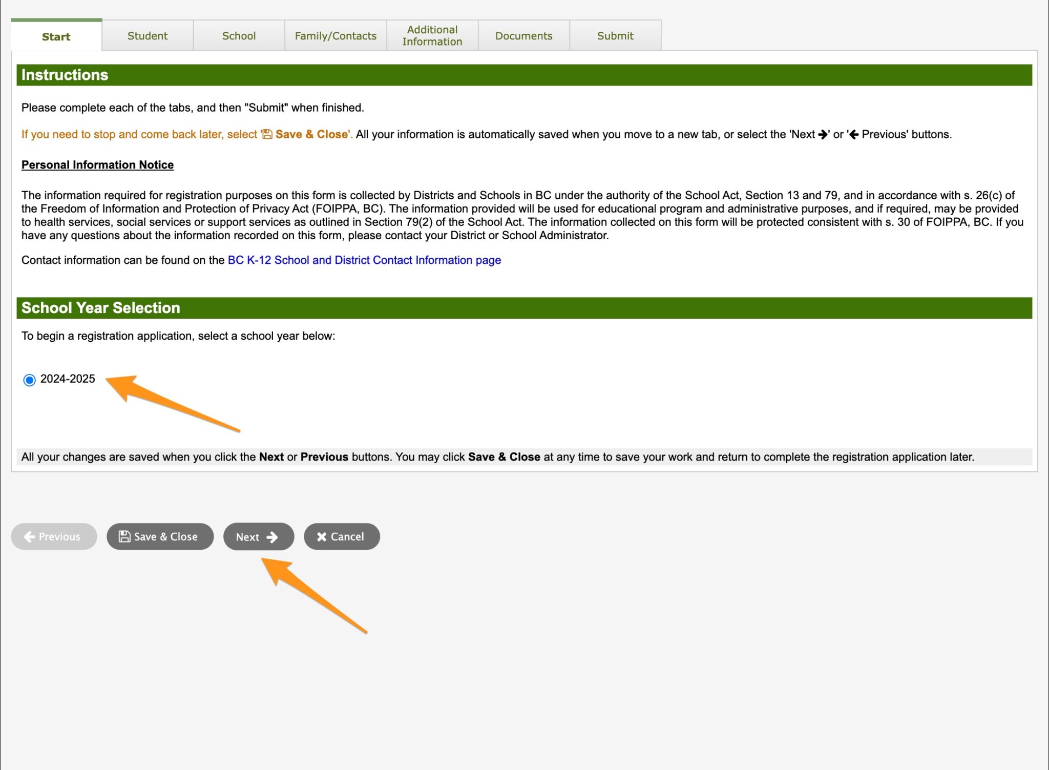 Creating a new registration in MyEducation BC | Conseil scolaire ...